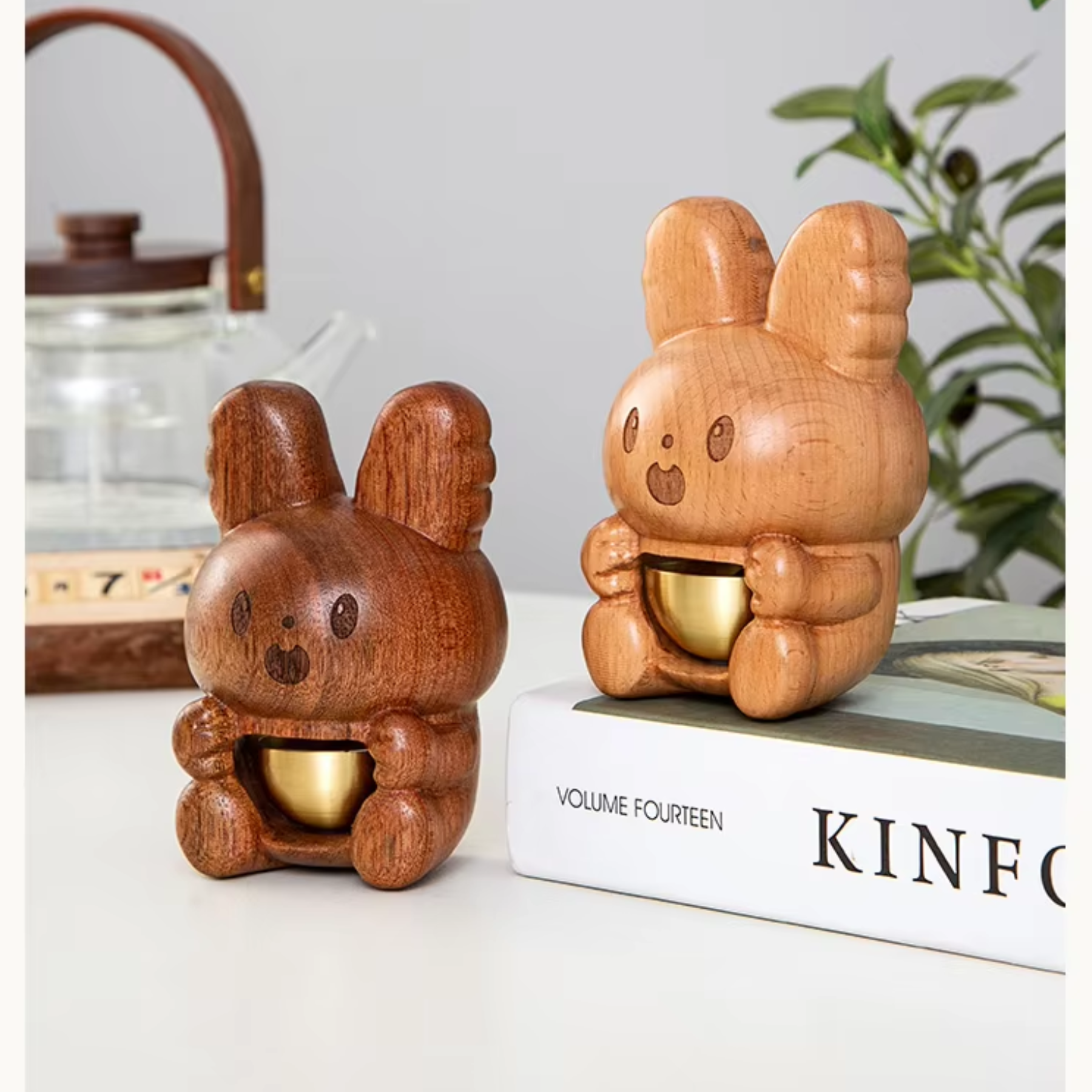 Handmade Wooden Bunny Doorbell – Adorable Wind Chime with Brass Bell ...